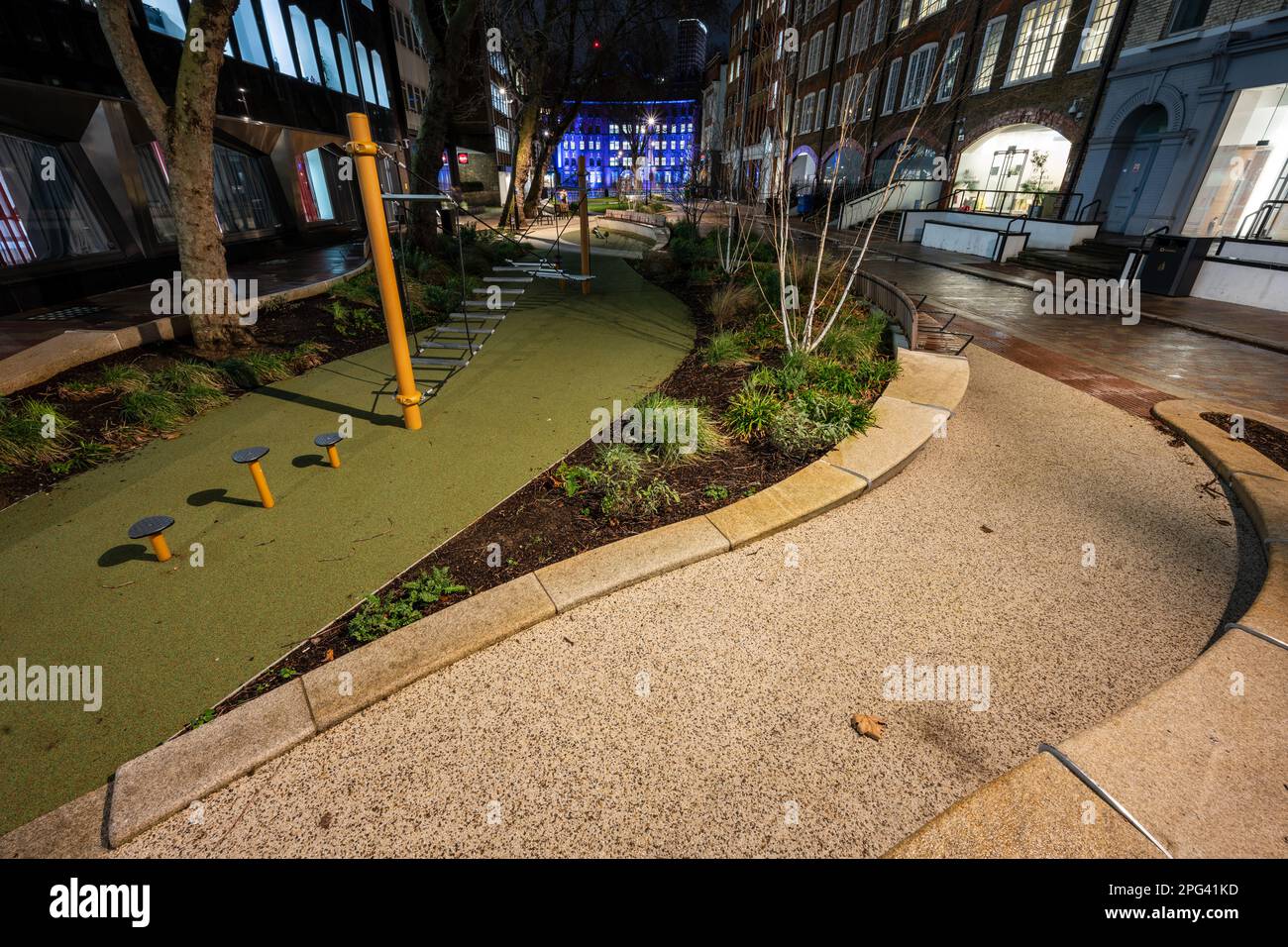 Flower borders, seating and play facilities fill Alfred Place in ...