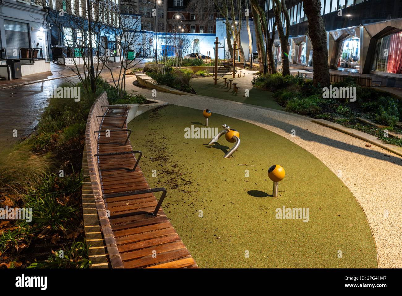 Flower borders, seating and play facilities fill Alfred Place in ...