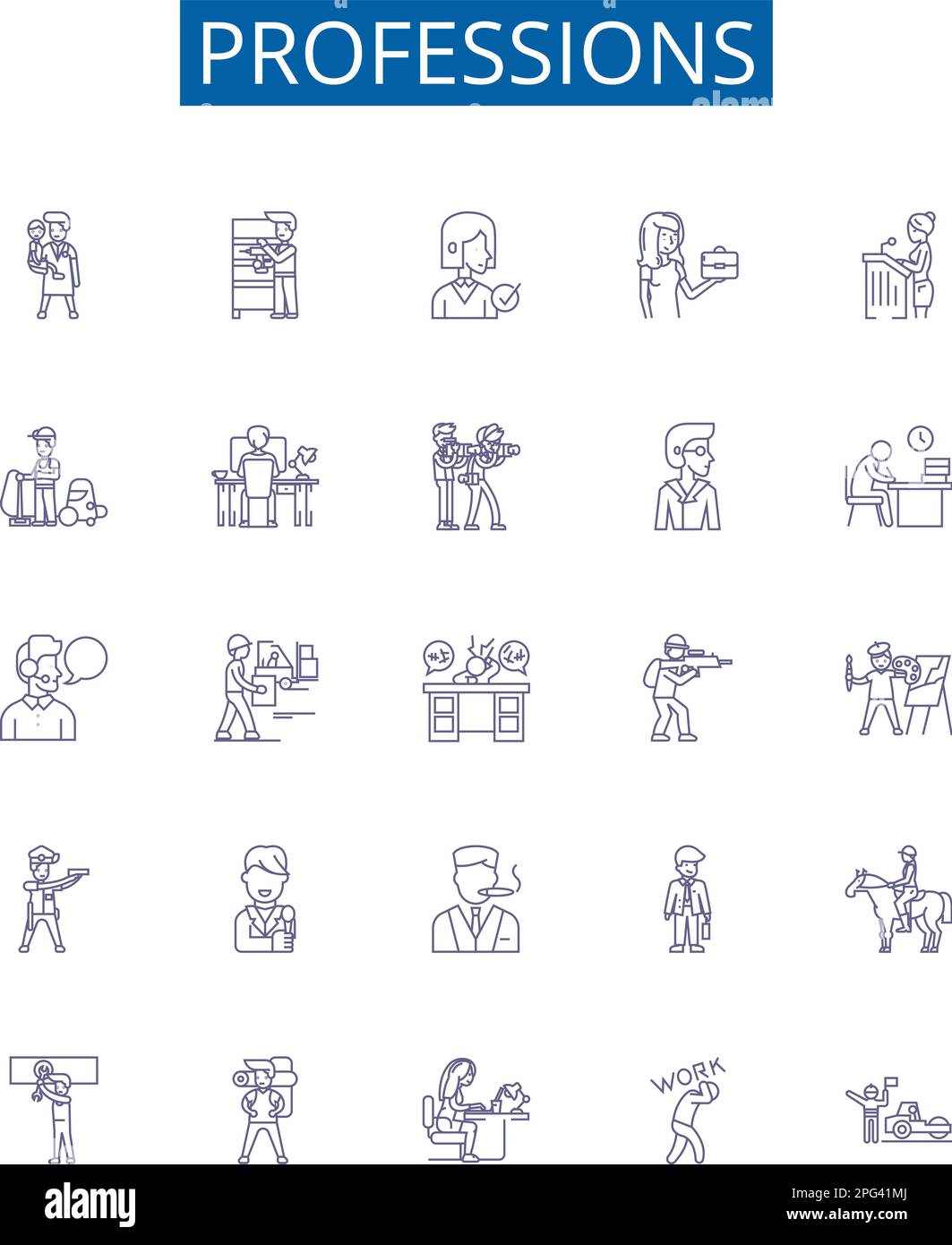 Professions line icons signs set. Design collection of Job, Craft ...