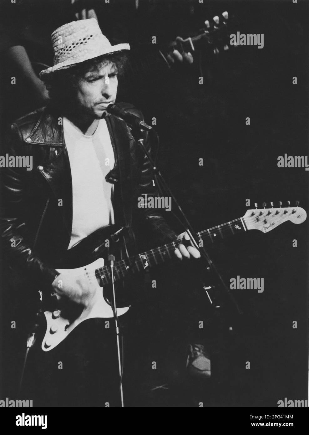 American singer, songwriter, Bob Dylan on stage performing Stock Photo ...