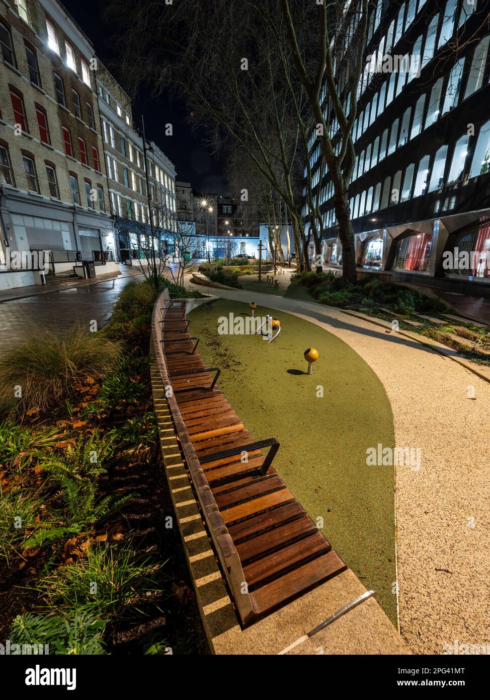 Flower borders, seating and play facilities fill Alfred Place in ...