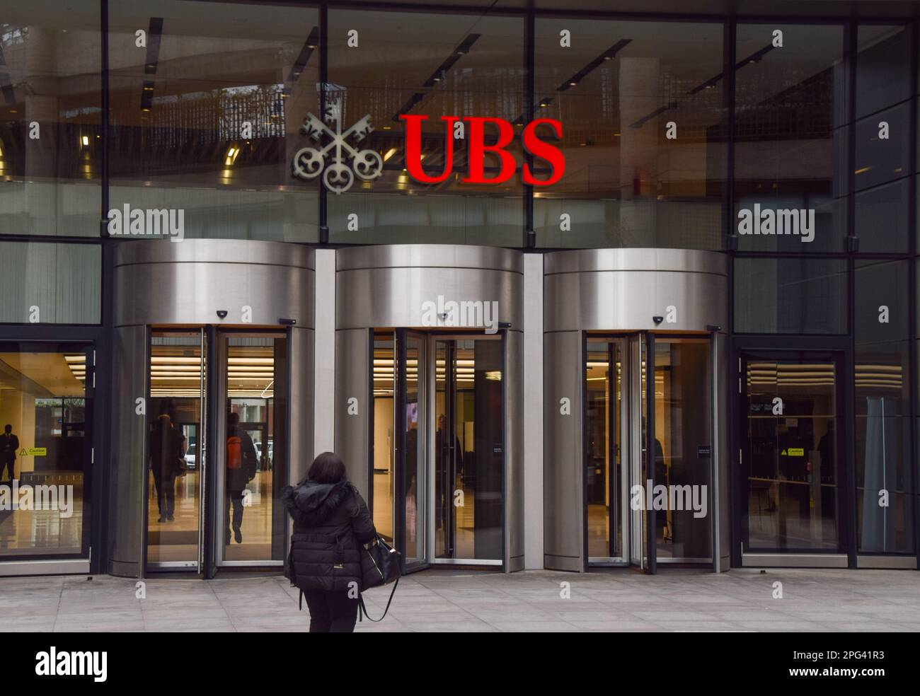 London, UK. 20th Mar, 2023. General view of UBS UK offices in the City ...