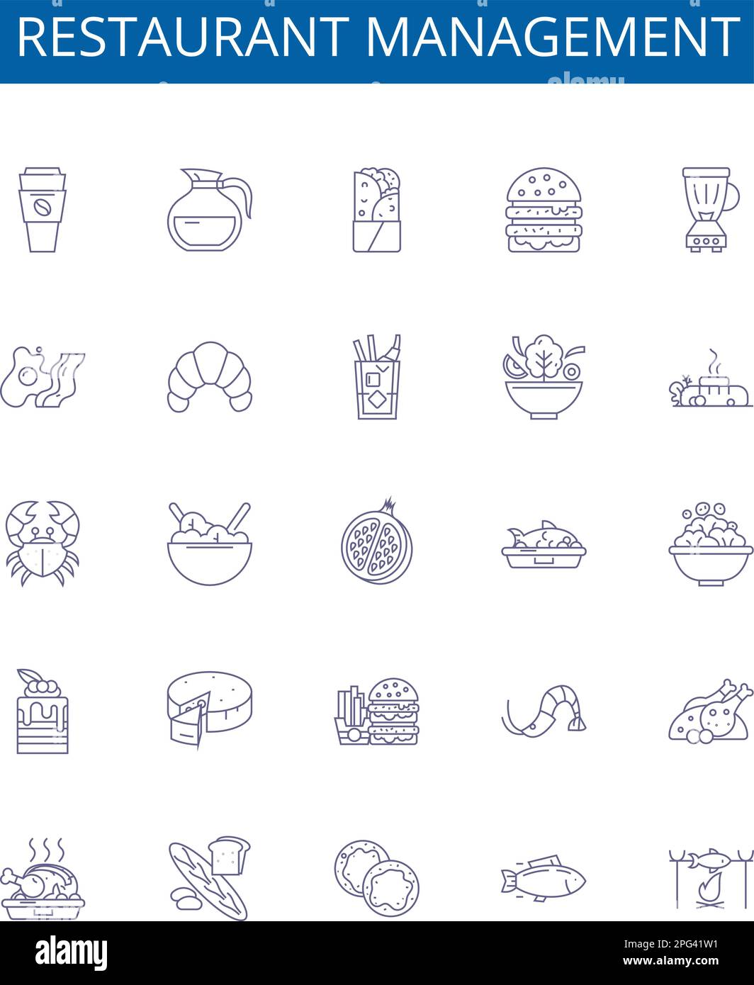 Restaurant management line icons signs set. Design collection of Dining ...