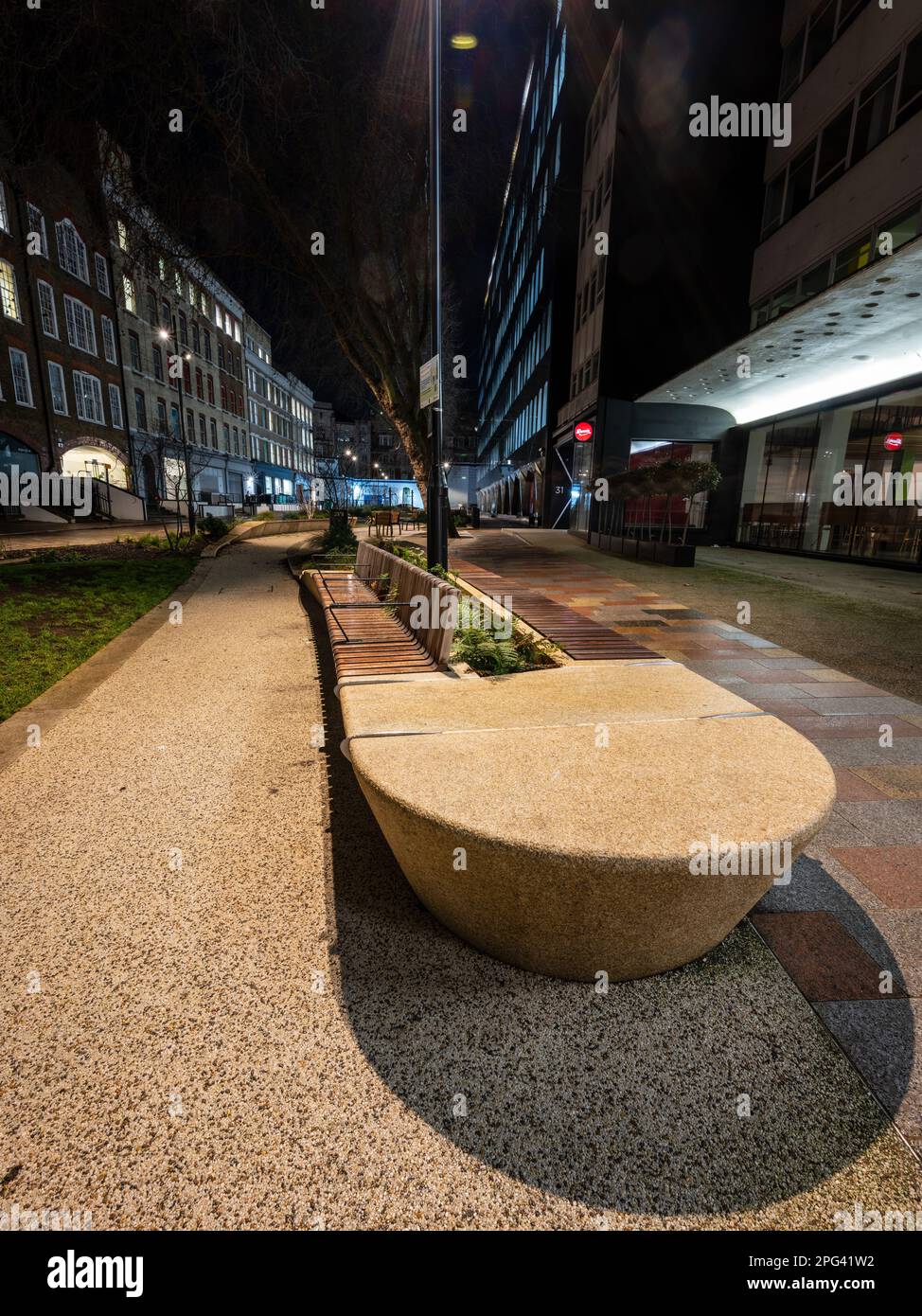 Flower borders, seating and play facilities fill Alfred Place in ...