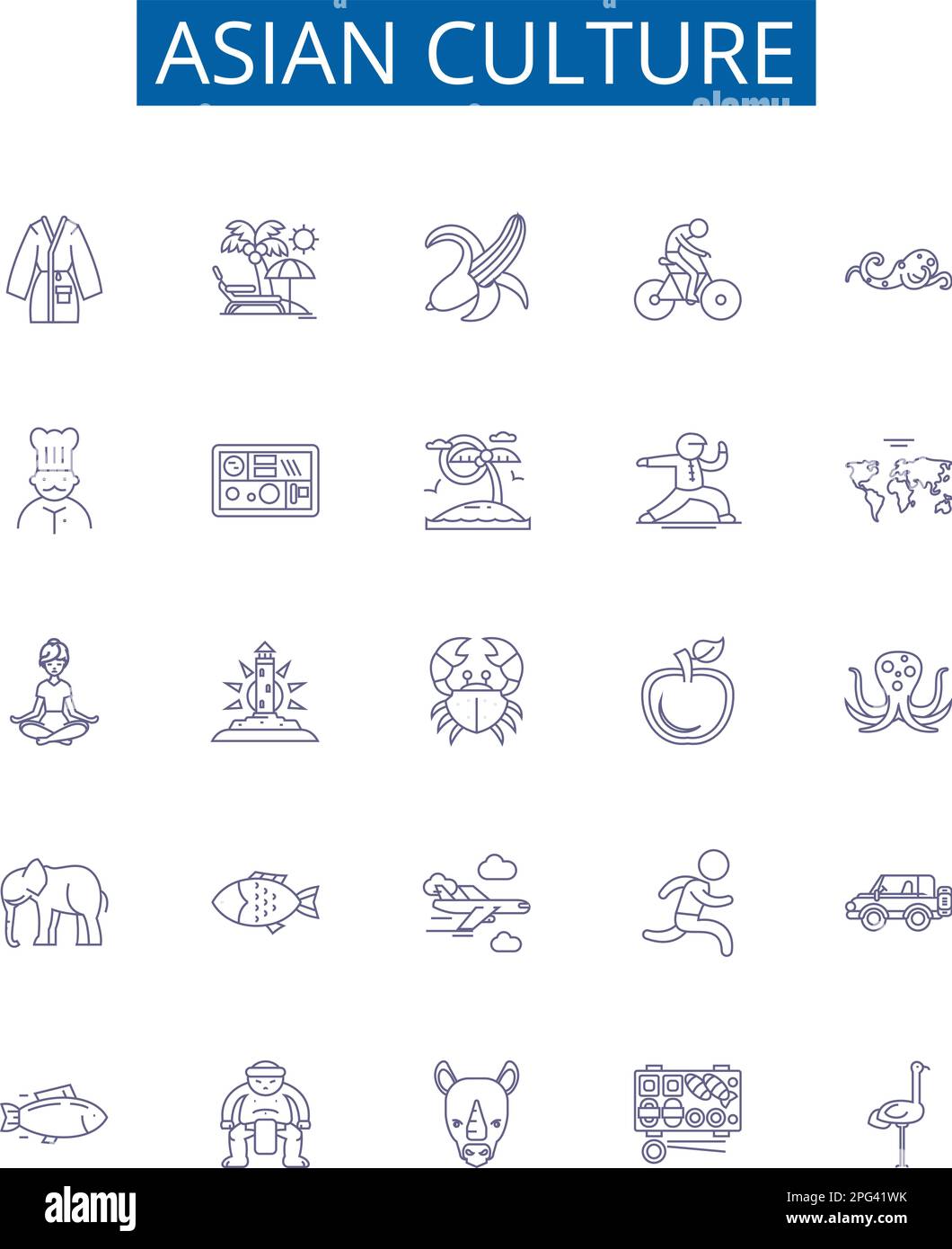 Asian culture line icons signs set. Design collection of Asian, Culture ...