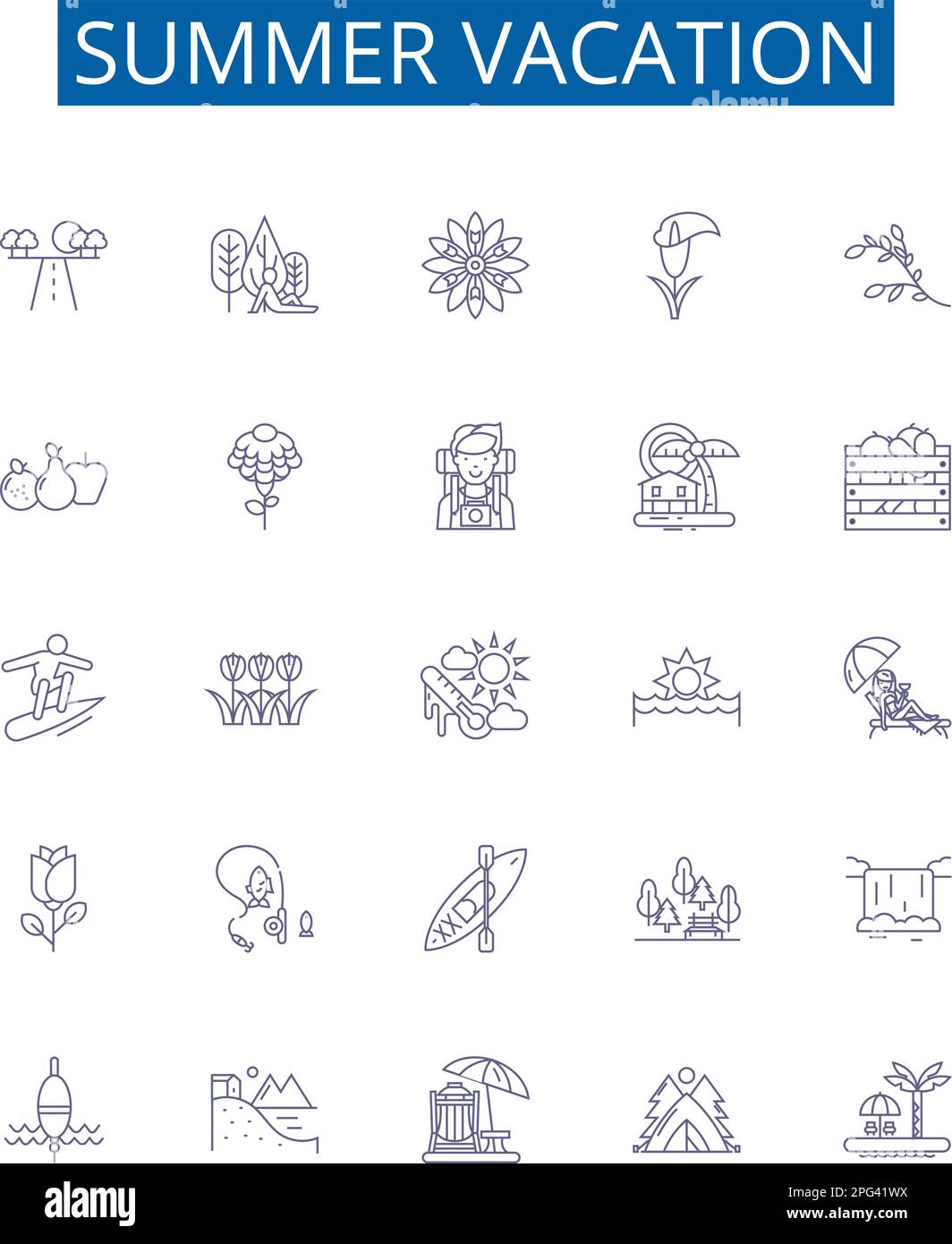 Summer vacation line icons signs set. Design collection of Holiday ...