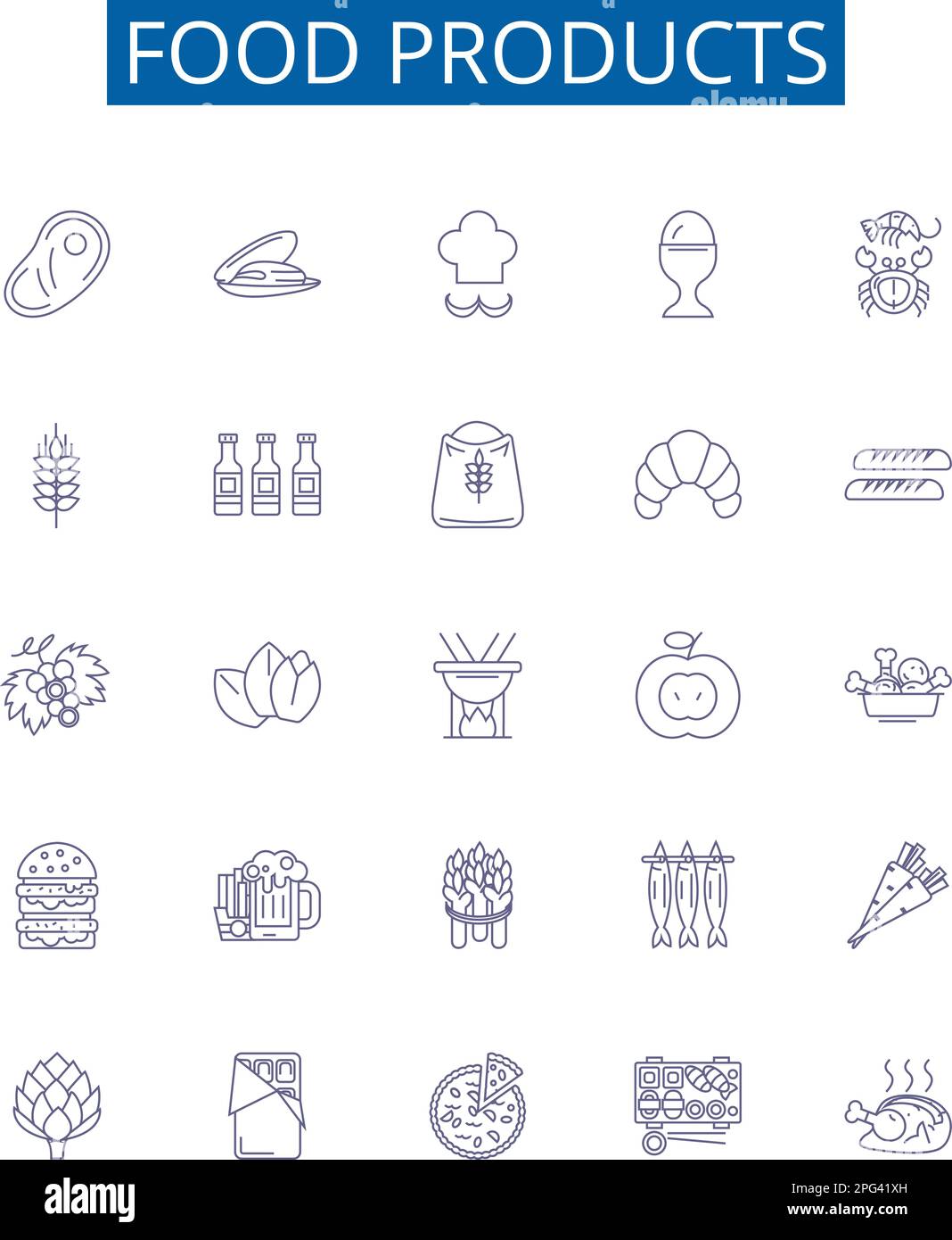 Food products line icons signs set. Design collection of Produce, Meat ...