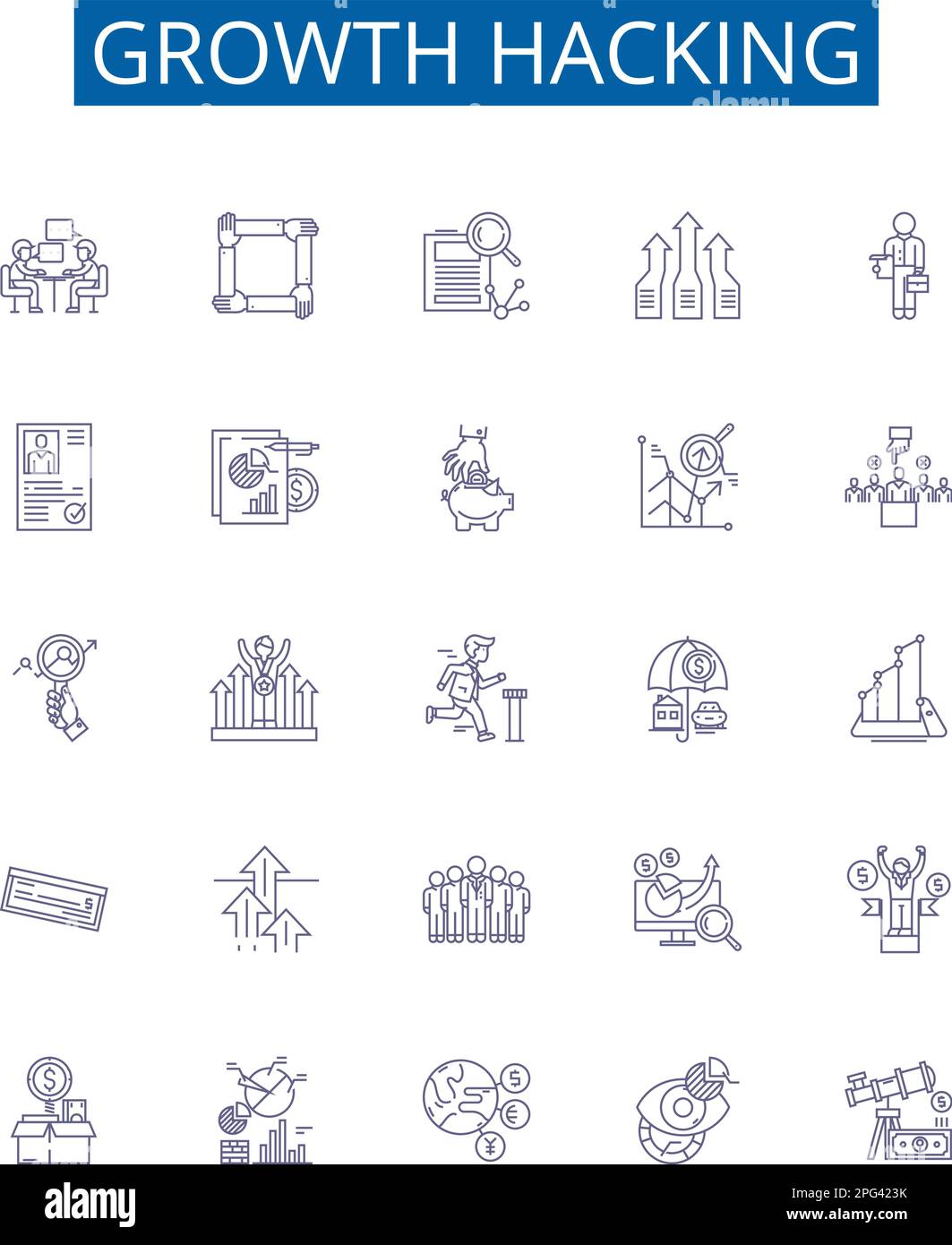 Growth Hacking Line Icons Signs Set Design Collection Of Acquisition