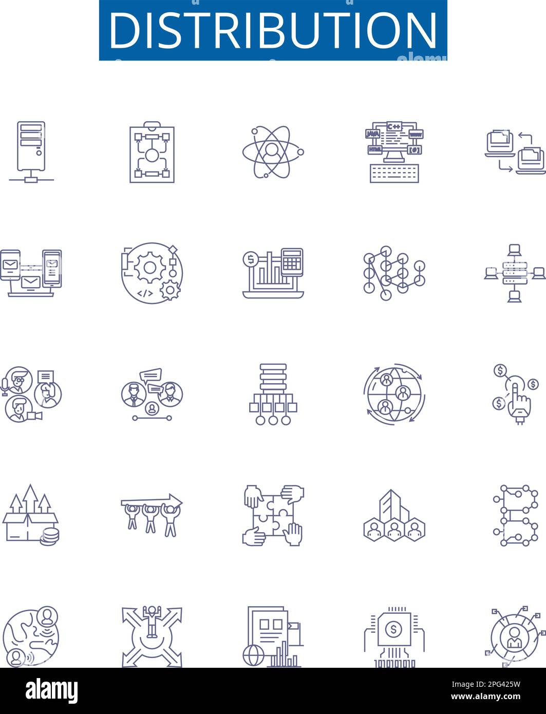 Distribution line icons signs set. Design collection of Distribute ...