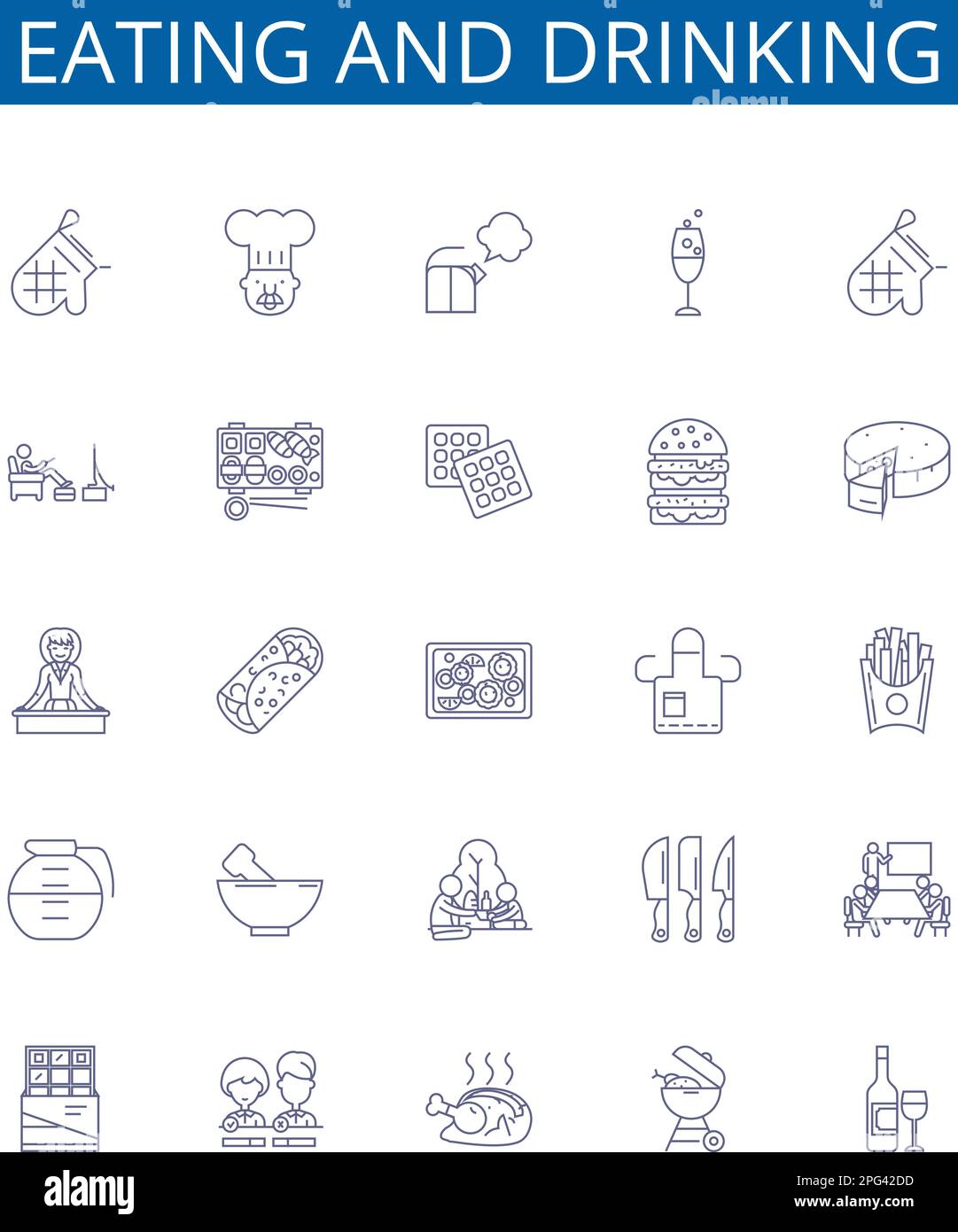 Eating and drinking line icons signs set. Design collection of Dining ...