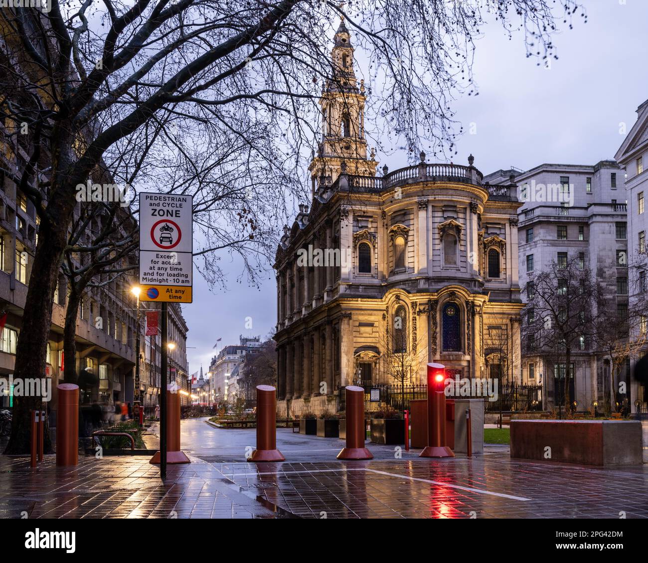 St Mary Le Strand church and King's College London stand on the ...