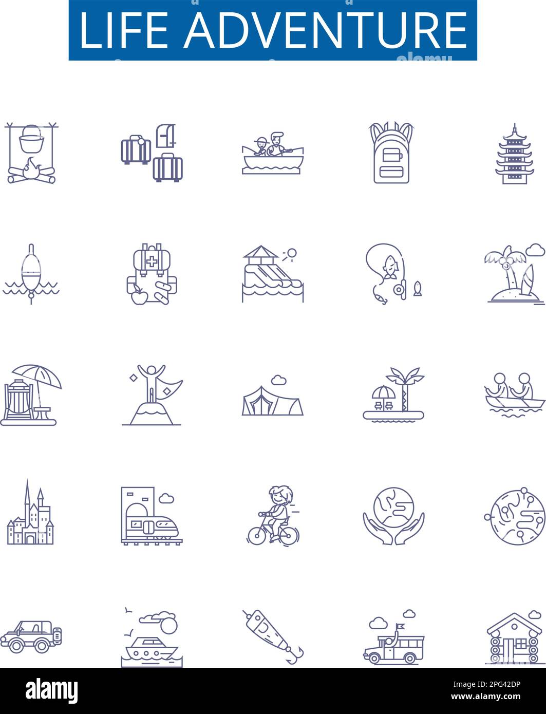 Life adventure line icons signs set. Design collection of Journey ...