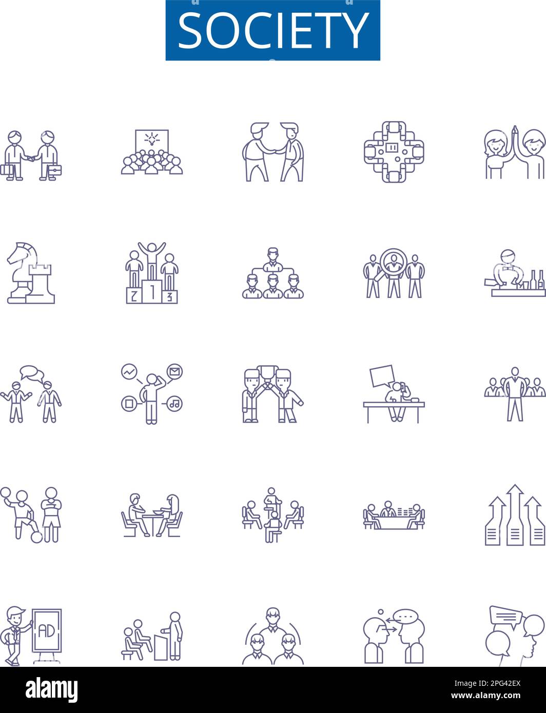 Society line icons signs set. Design collection of Society, community ...