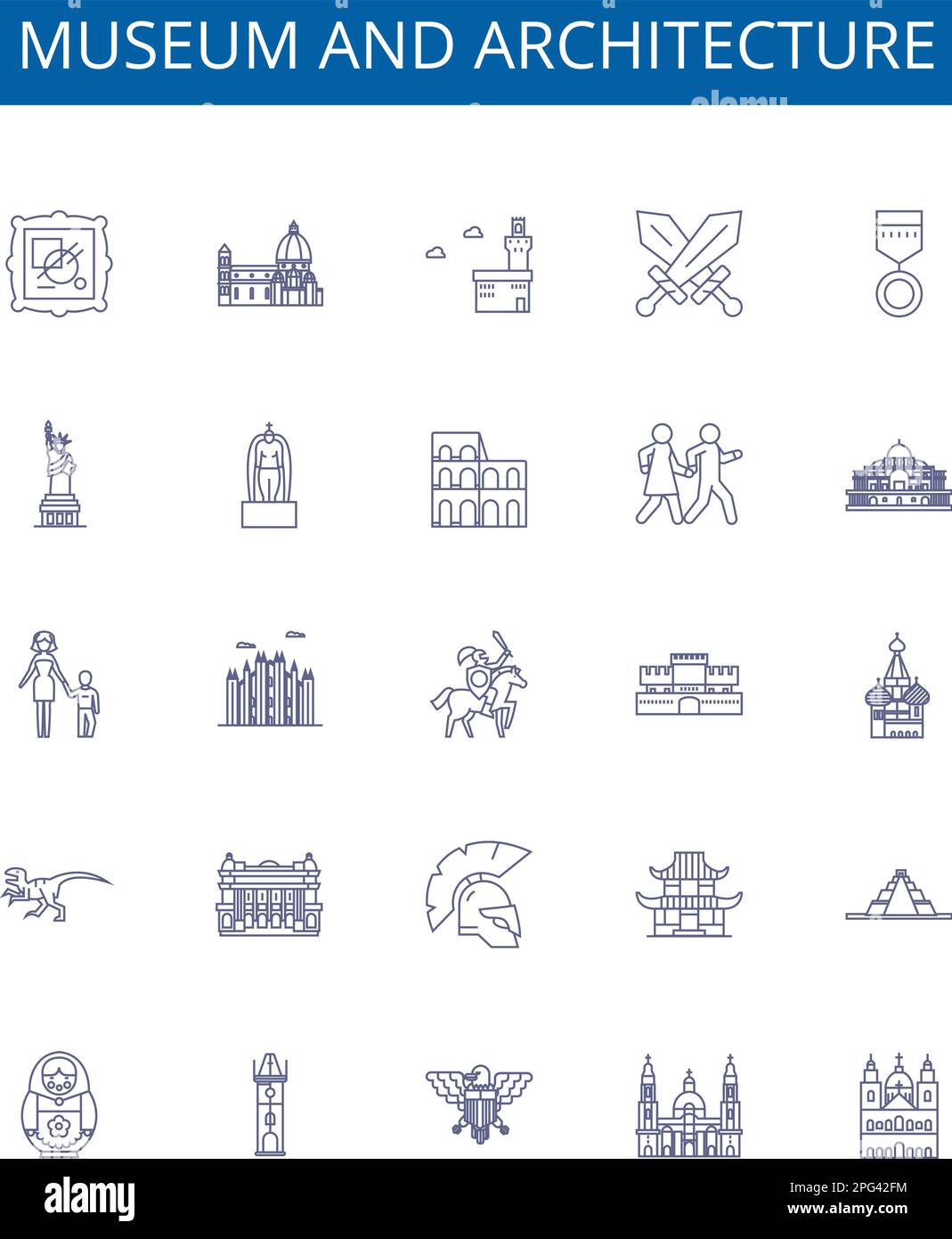 Museum And Architecture Line Icons Signs Set Design Collection Of Museum Architecture