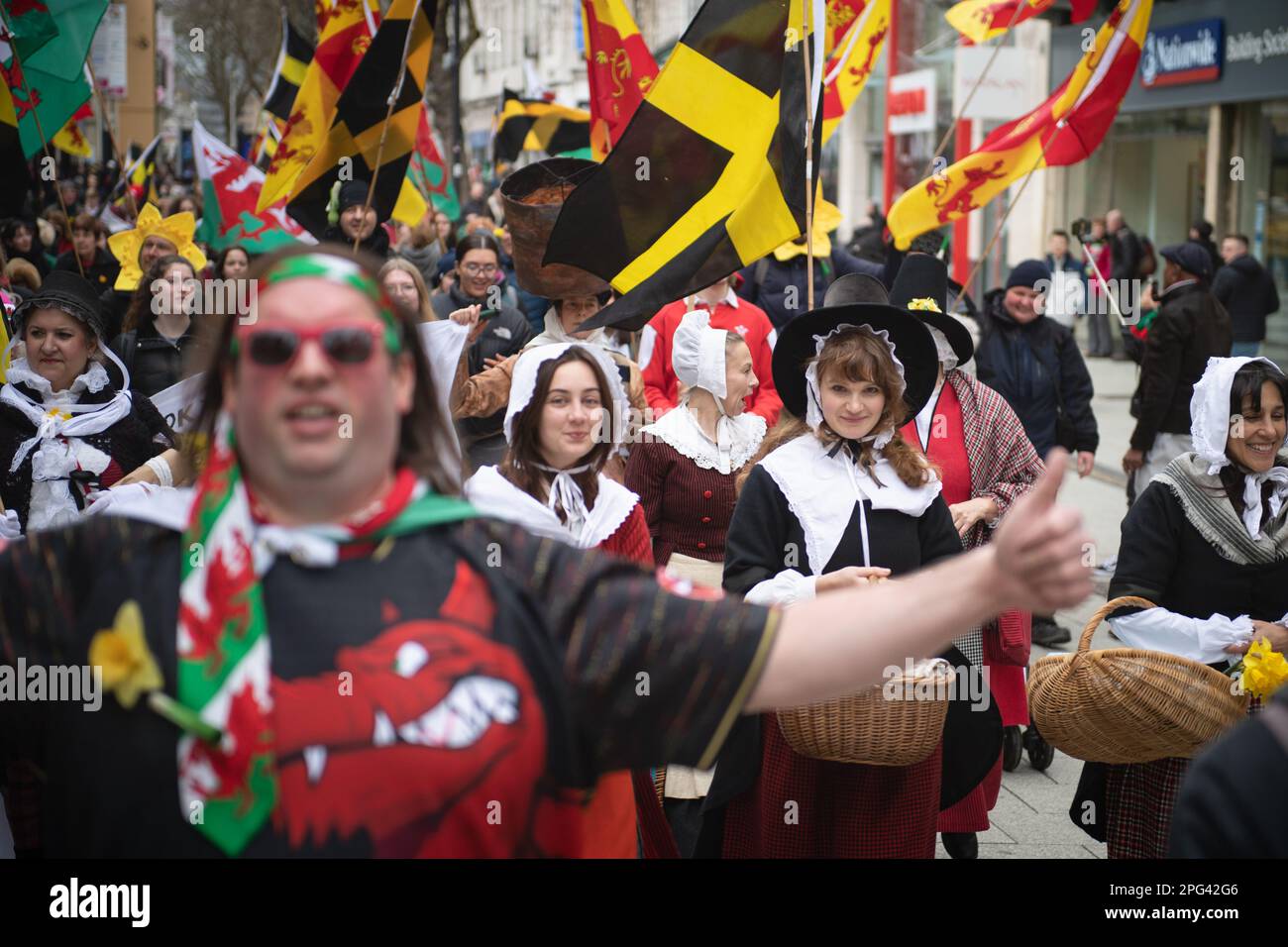 Cardiff, Wales, UK. 1st March 2023. Hundreds of revellers take part in ...