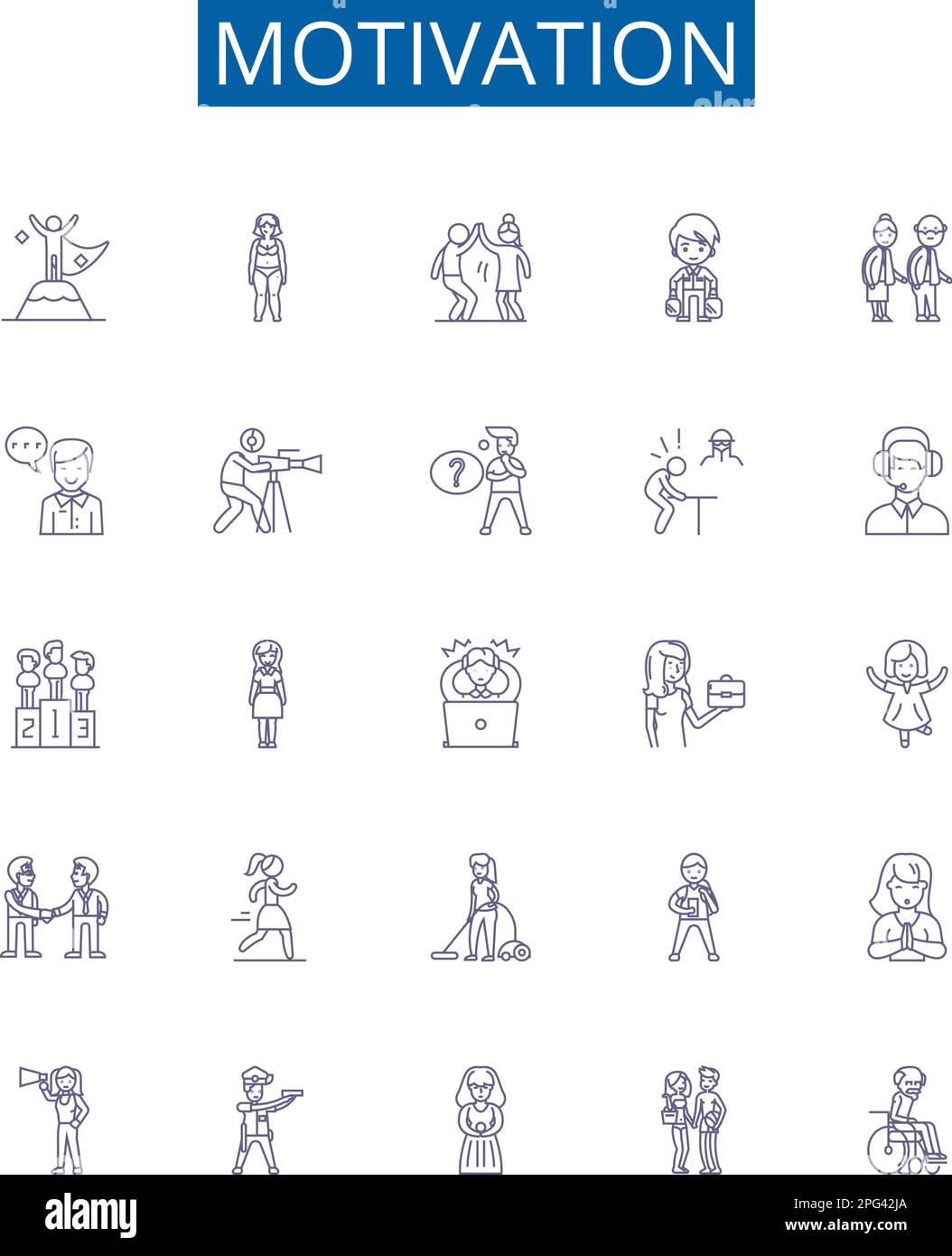 Motivation line icons signs set. Design collection of Inspire, Energize ...