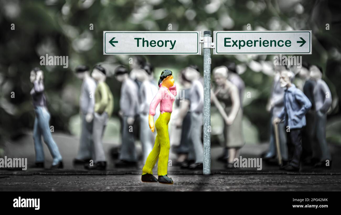 Street Sign the Direction Way to Experience versus Theory Stock Photo ...