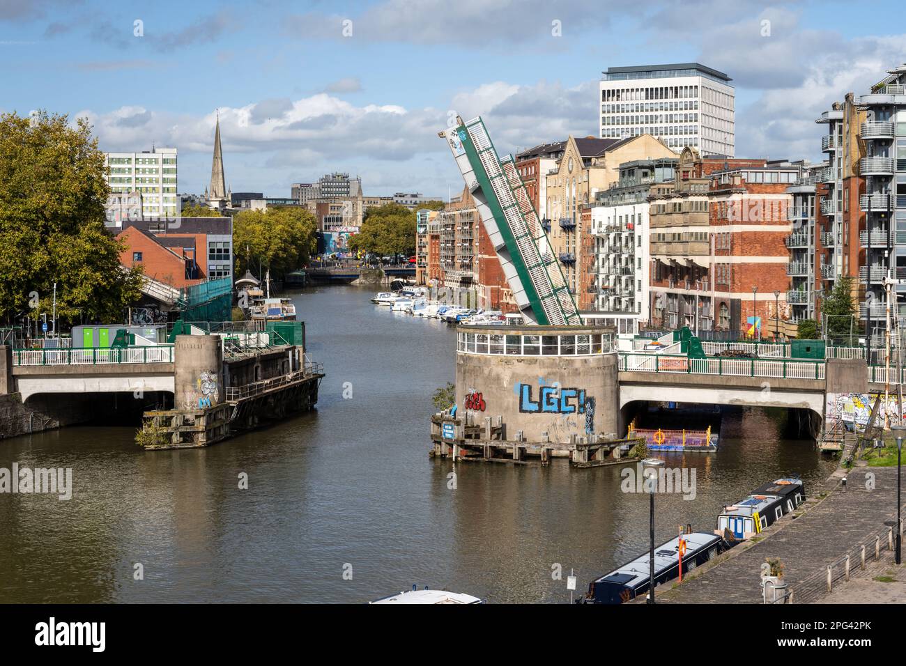 The bascule of Redcliffe Bridge is fixed in the lifted position during ...
