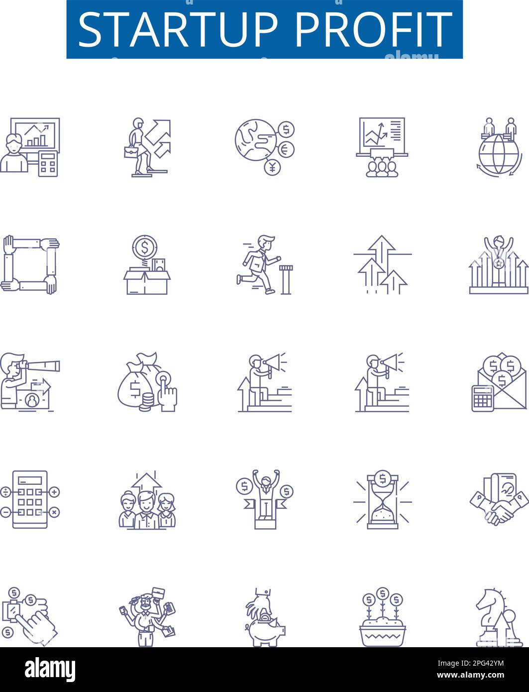 Startup profit line icons signs set. Design collection of Profitability ...