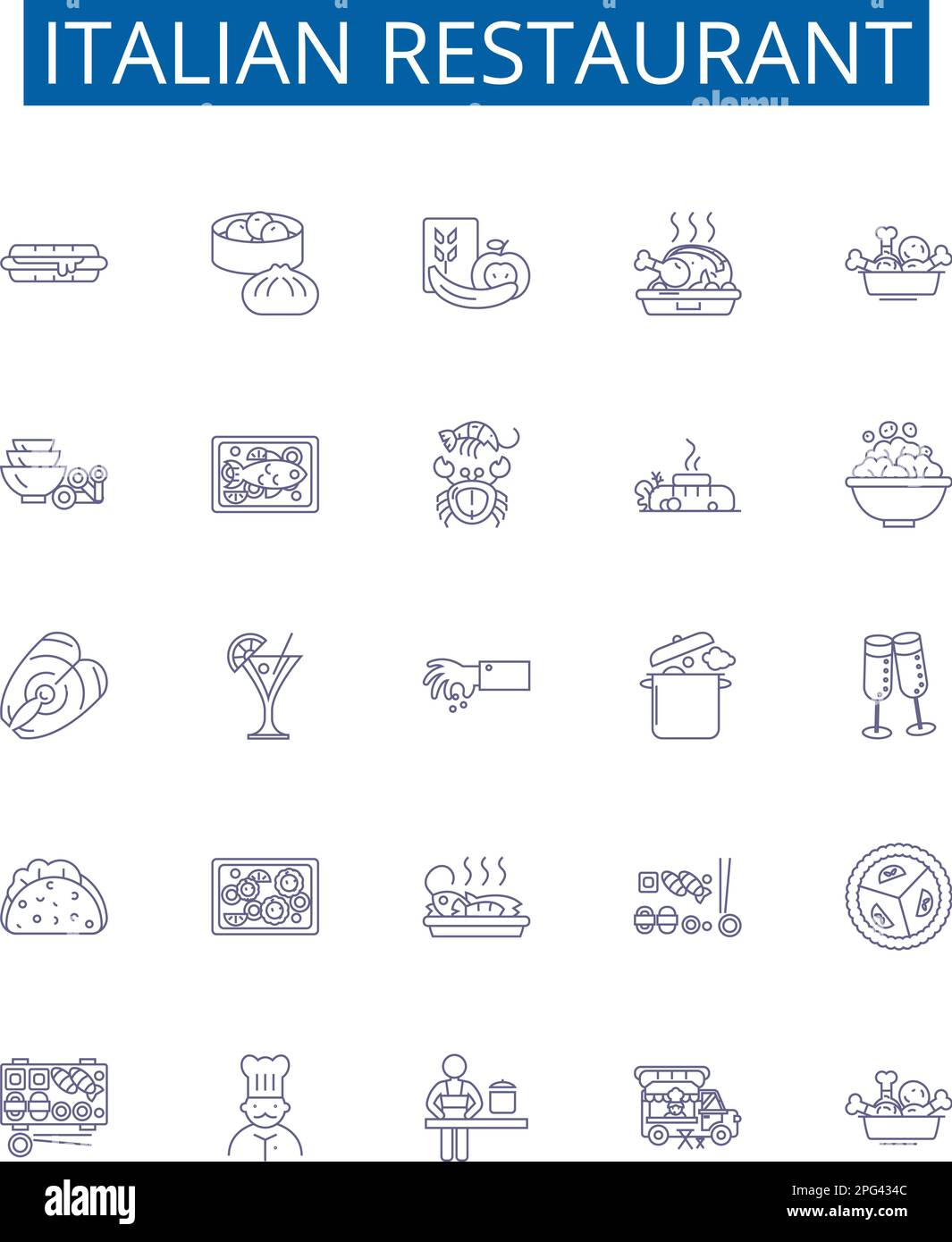 Italian restaurant line icons signs set. Design collection of Italian, restaurant, cuisine ...