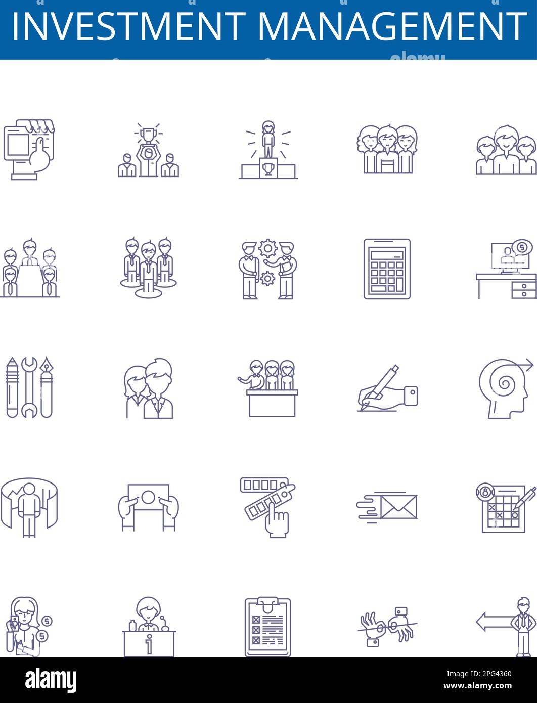 Investment management line icons signs set. Design collection of ...