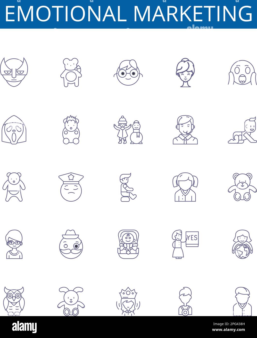 Emotional marketing line icons signs set. Design collection of Engaging ...