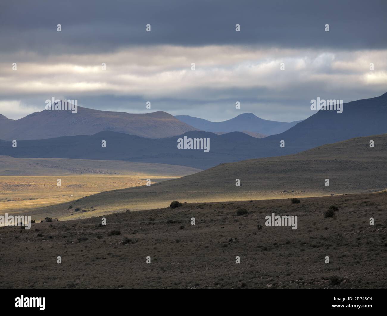 Patches of light move along the 2034m high Meiringsberg Mountain on the ...