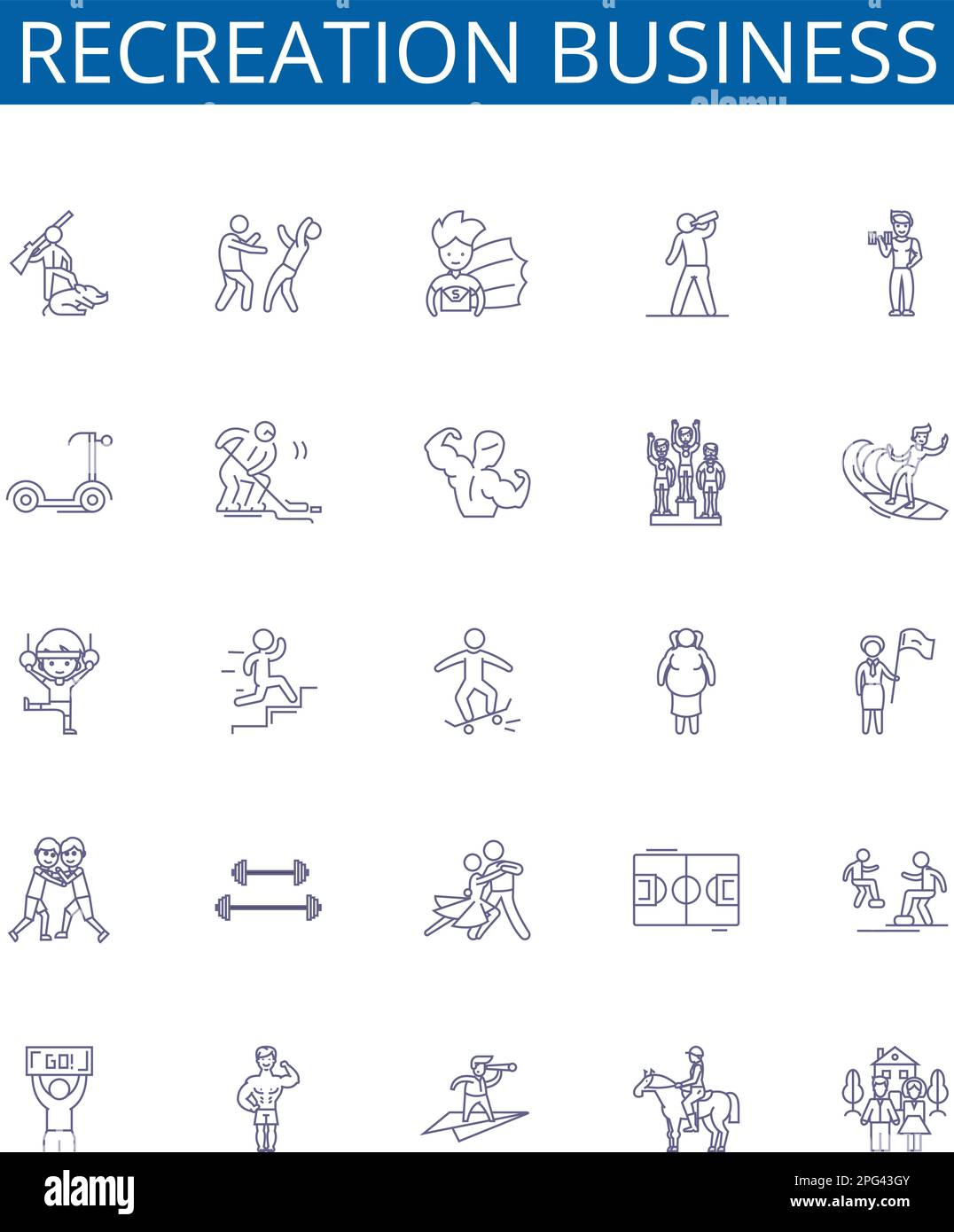Recreation business line icons signs set. Design collection of ...