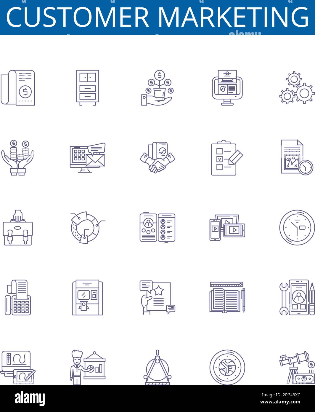 Customer marketing line icons signs set. Design collection of ... Customer marketing line icons signs set. Design collection of ...