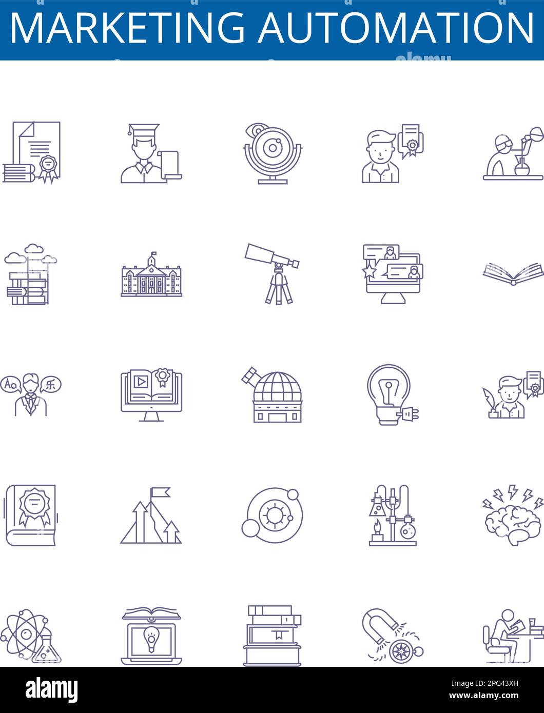 Marketing automation line icons signs set. Design collection of ... Marketing automation line icons signs set. Design collection of ...