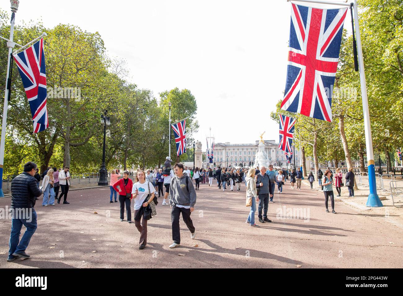 Buckingham palace queen flag hi-res stock photography and images - Alamy
