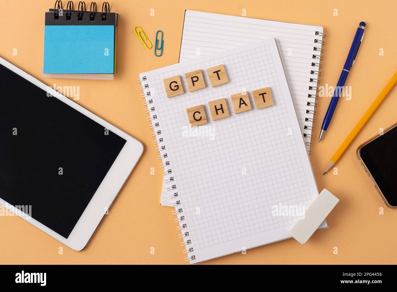 Work and study background with the help of a chatGPT bot. Words in ...