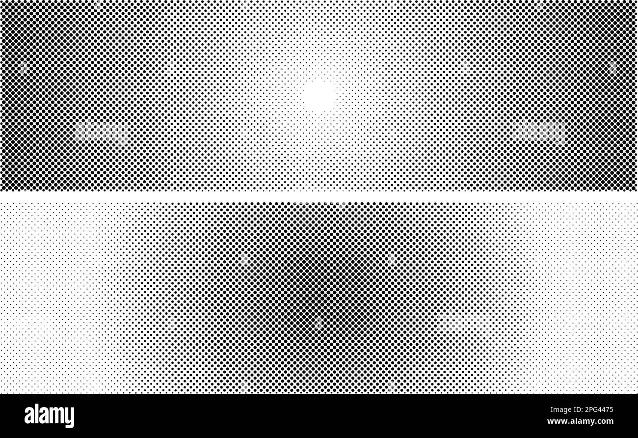 Dotted horizontal background, radial gradient halftone pattern, black dots texture on white ...