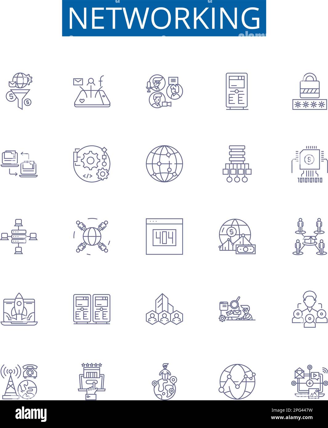 Networking line icons signs set. Design collection of Networking ... Networking line icons signs set. Design collection of Networking ...