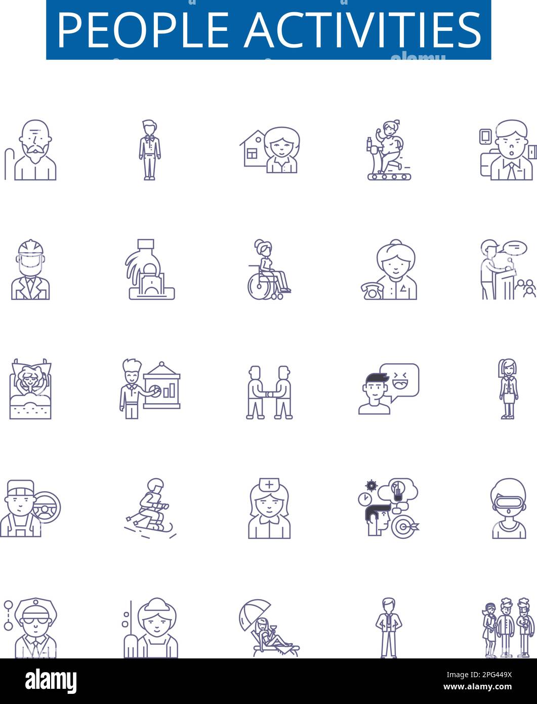 People activities line icons signs set. Design collection of Playing ...