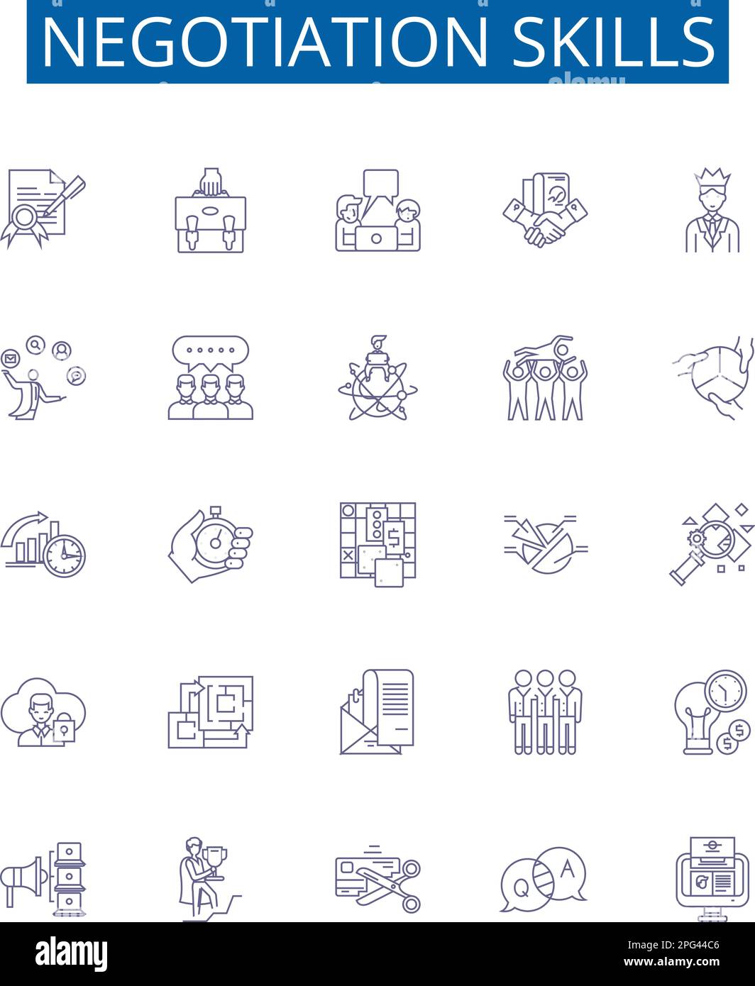 Negotiation skills line icons signs set. Design collection of ...