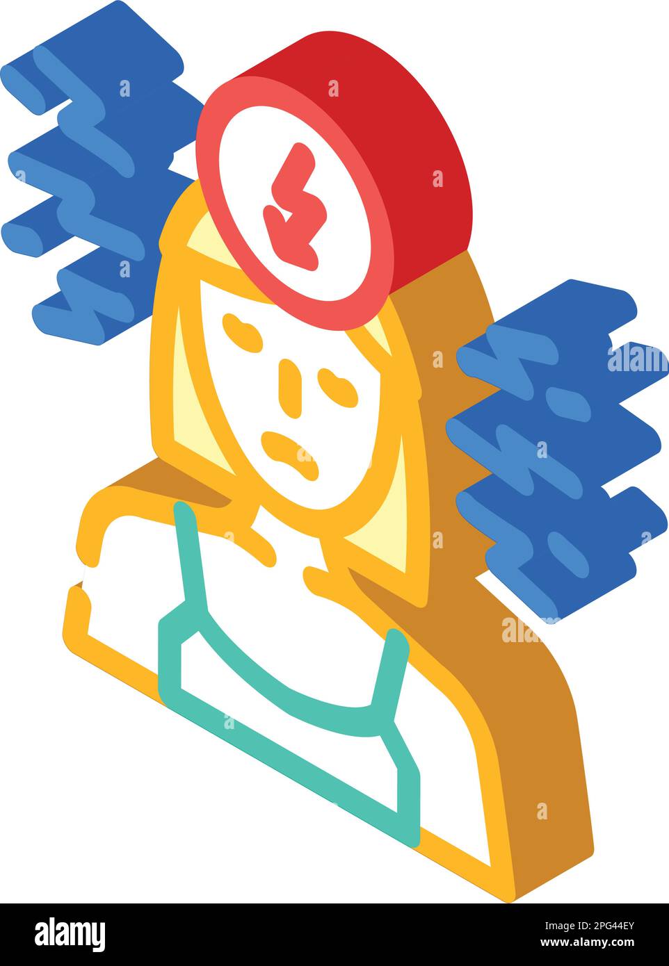 woman stress headache isometric icon vector illustration Stock Vector ...