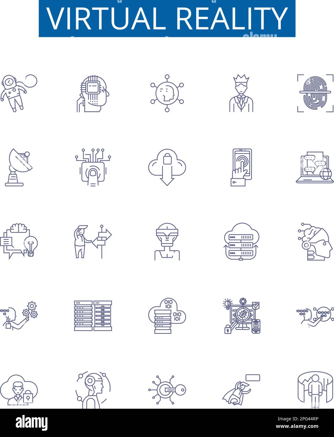 Virtual reality line icons signs set. Design collection of Virtual ... Virtual reality line icons signs set. Design collection of Virtual ...