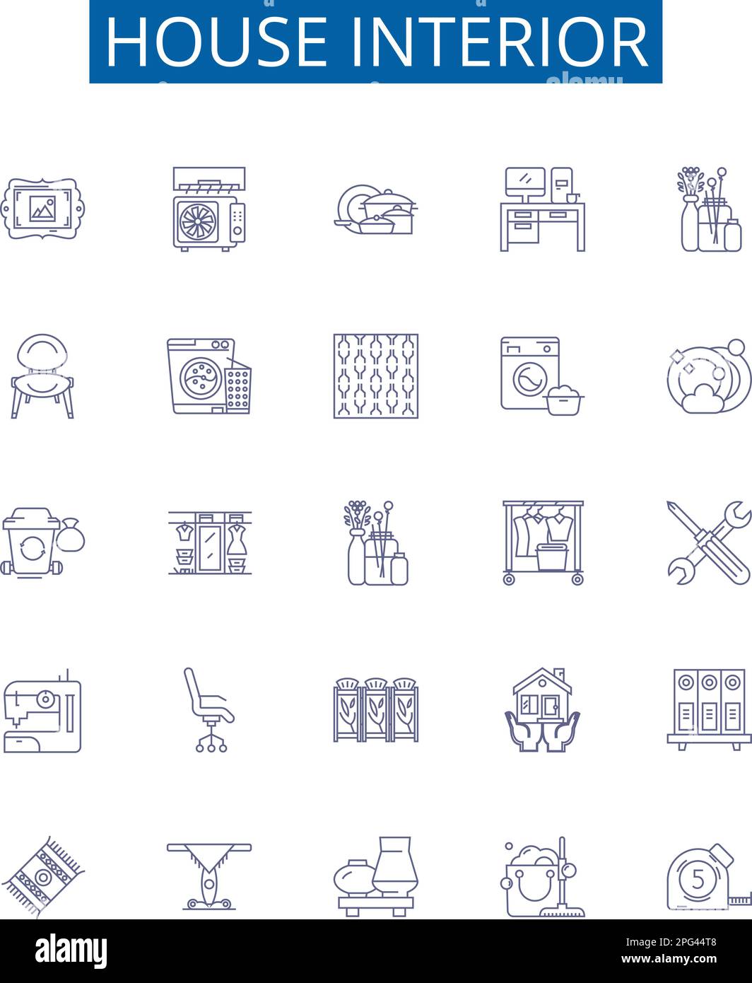 House interior line icons signs set. Design collection of Furnishings ...