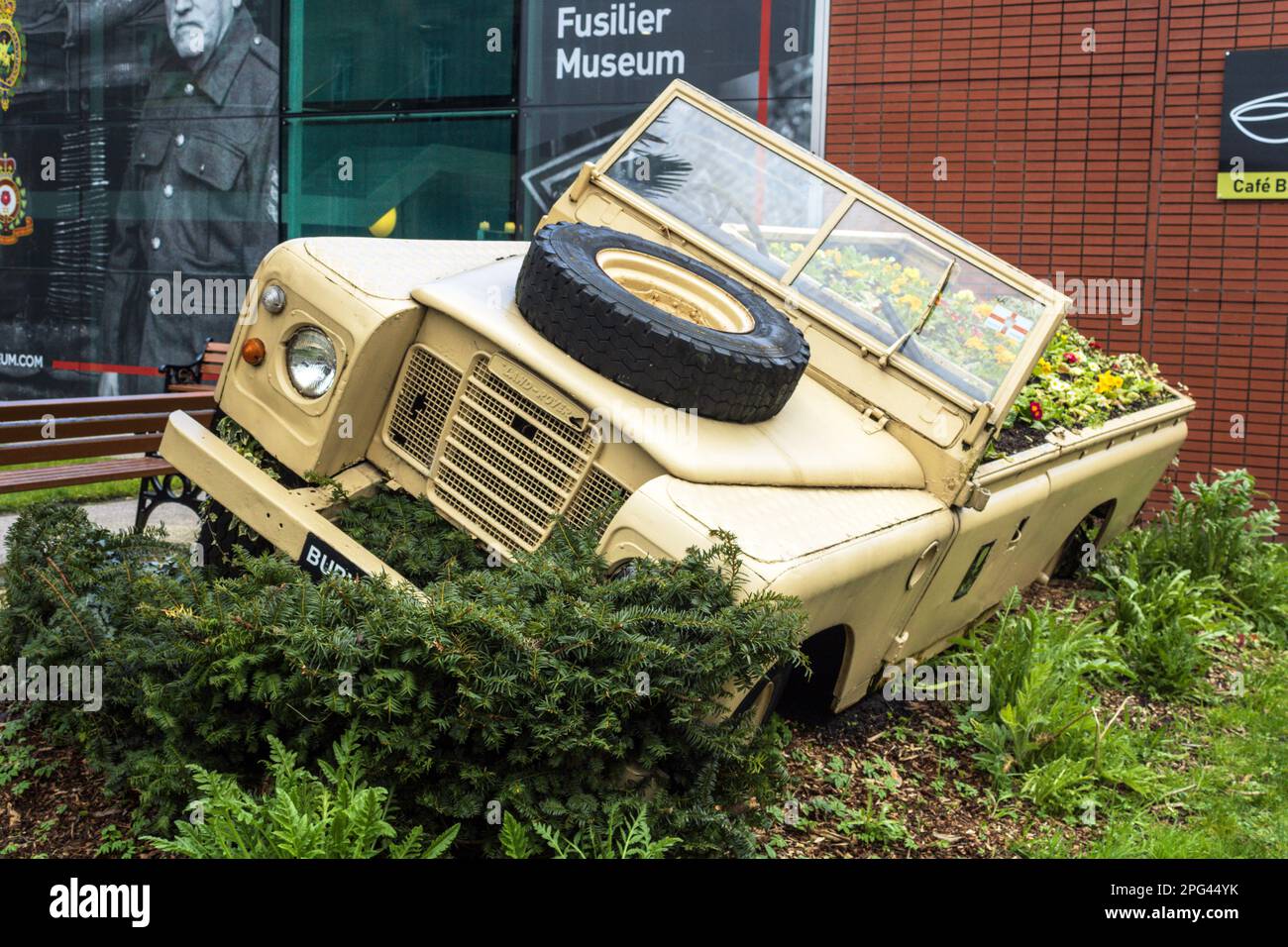 Land Rover at The Fusilier Museum. Moss Street, Bury Stock Photo - Alamy