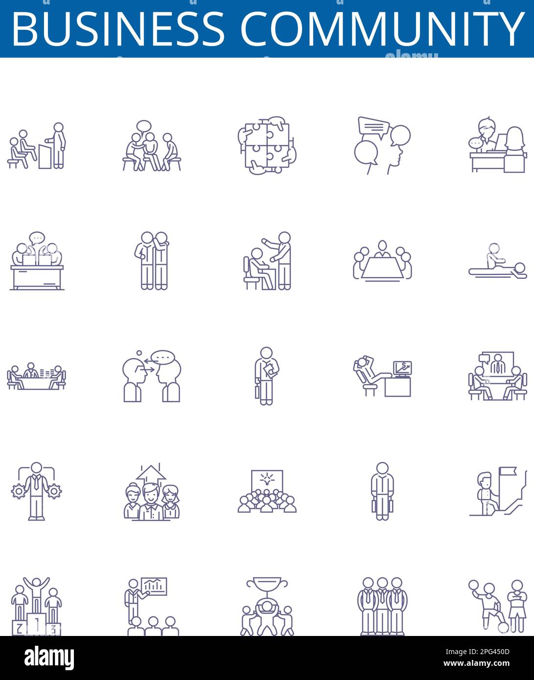 Business community line icons signs set. Design collection of Business ...