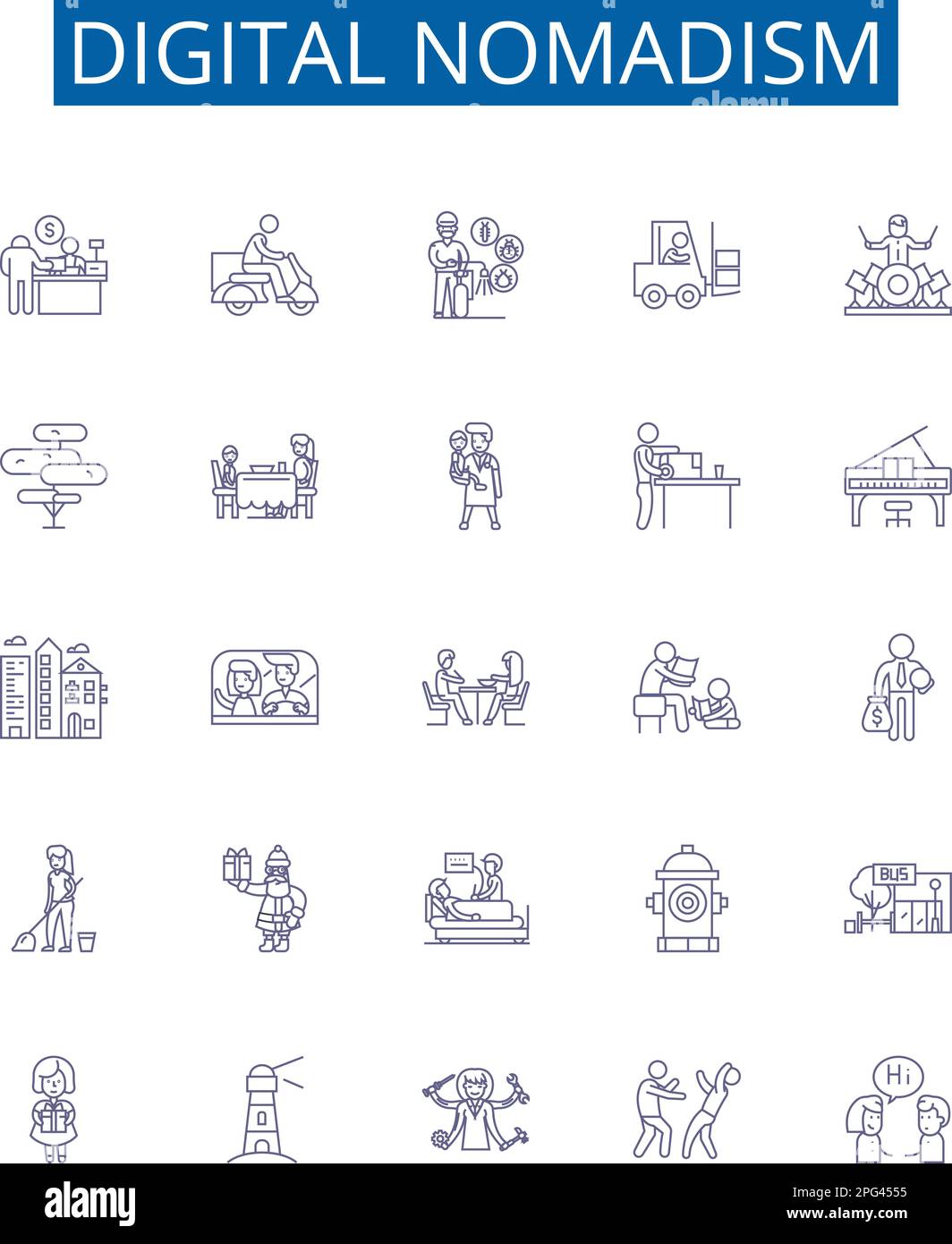 Digital nomadism line icons signs set. Design collection of Voyaging ... Digital nomadism line icons signs set. Design collection of Voyaging ...