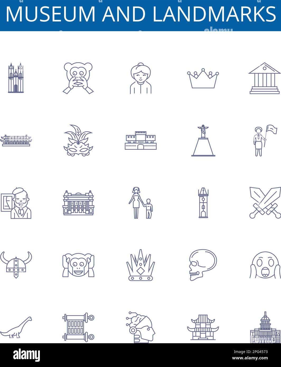 Museum and landmarks line icons signs set. Design collection of Museum ...