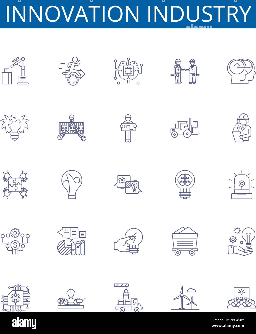 Innovation industry line icons signs set. Design collection of ...