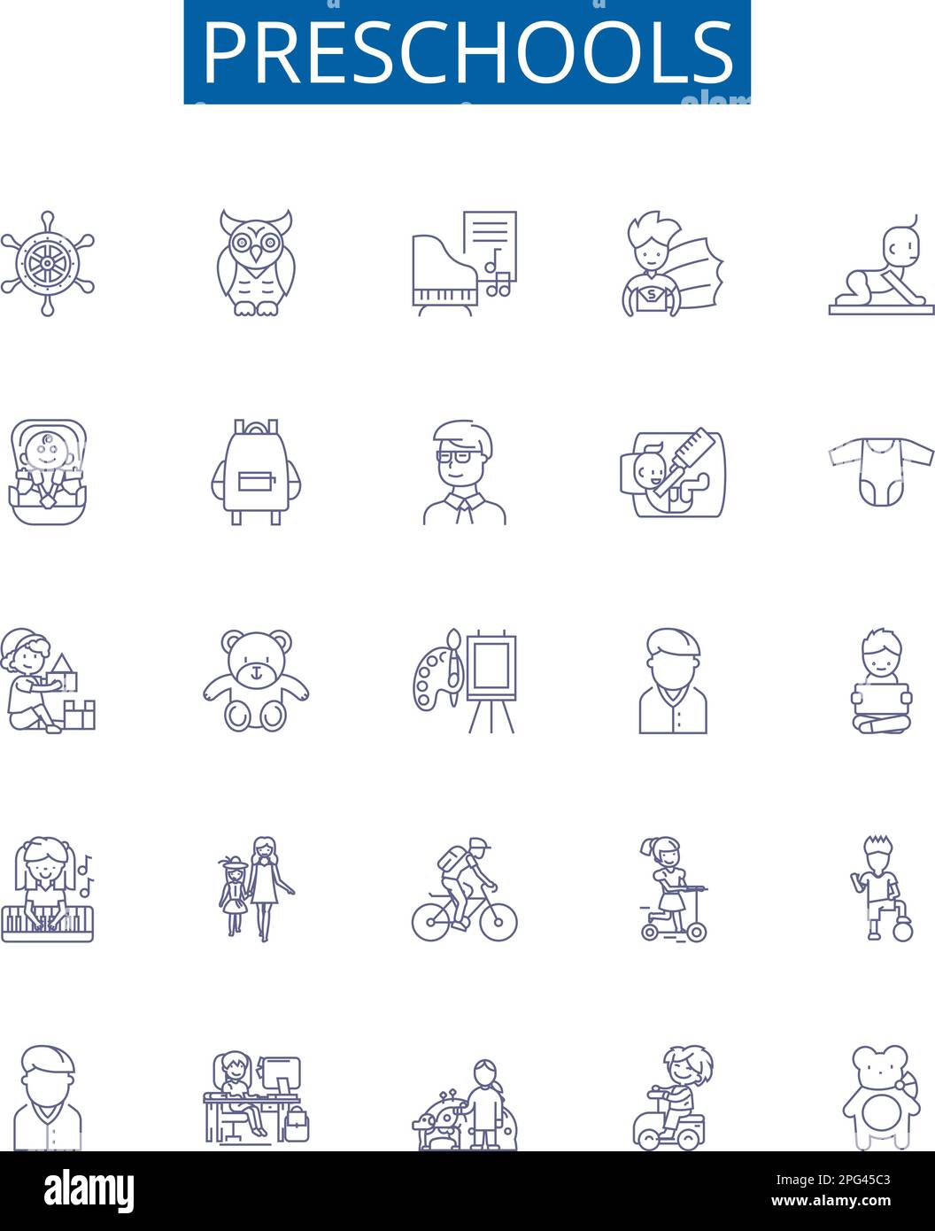 Preschools line icons signs set. Design collection of Preschools ... Preschools line icons signs set. Design collection of Preschools ...