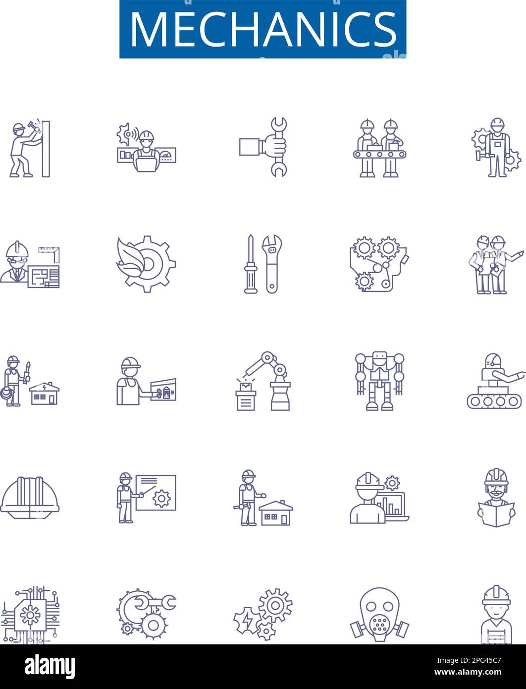 Mechanics line icons signs set. Design collection of Automotive ... Mechanics line icons signs set. Design collection of Automotive ...