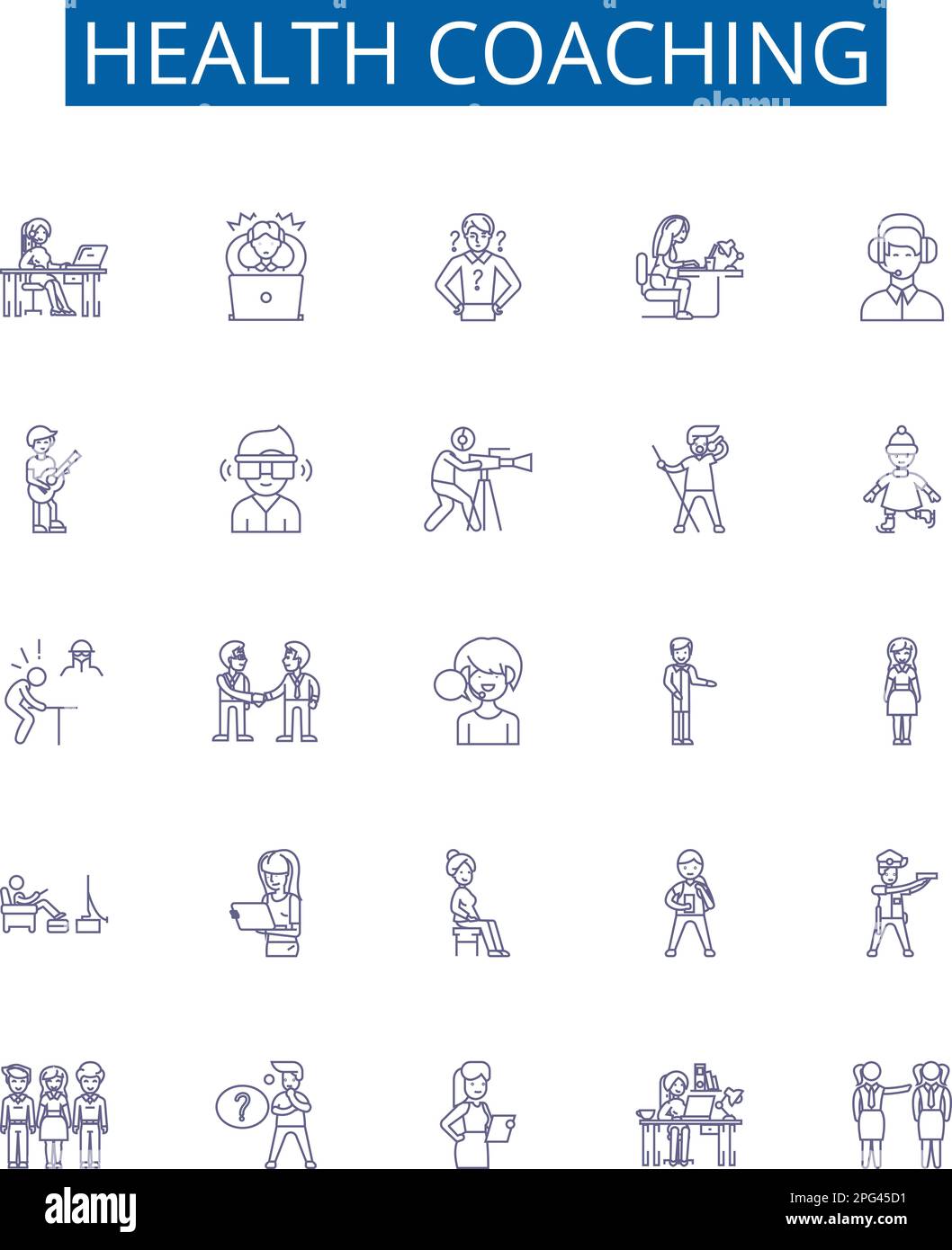 Health coaching line icons signs set. Design collection of Wellness, Nutrition, Exercise, Habits ...