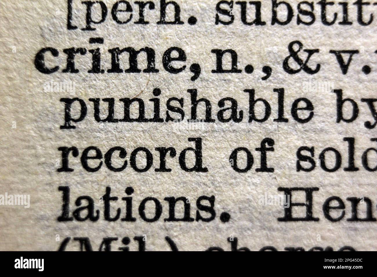 Definition of word crime on dictionary page, close-up Stock Photo - Alamy
