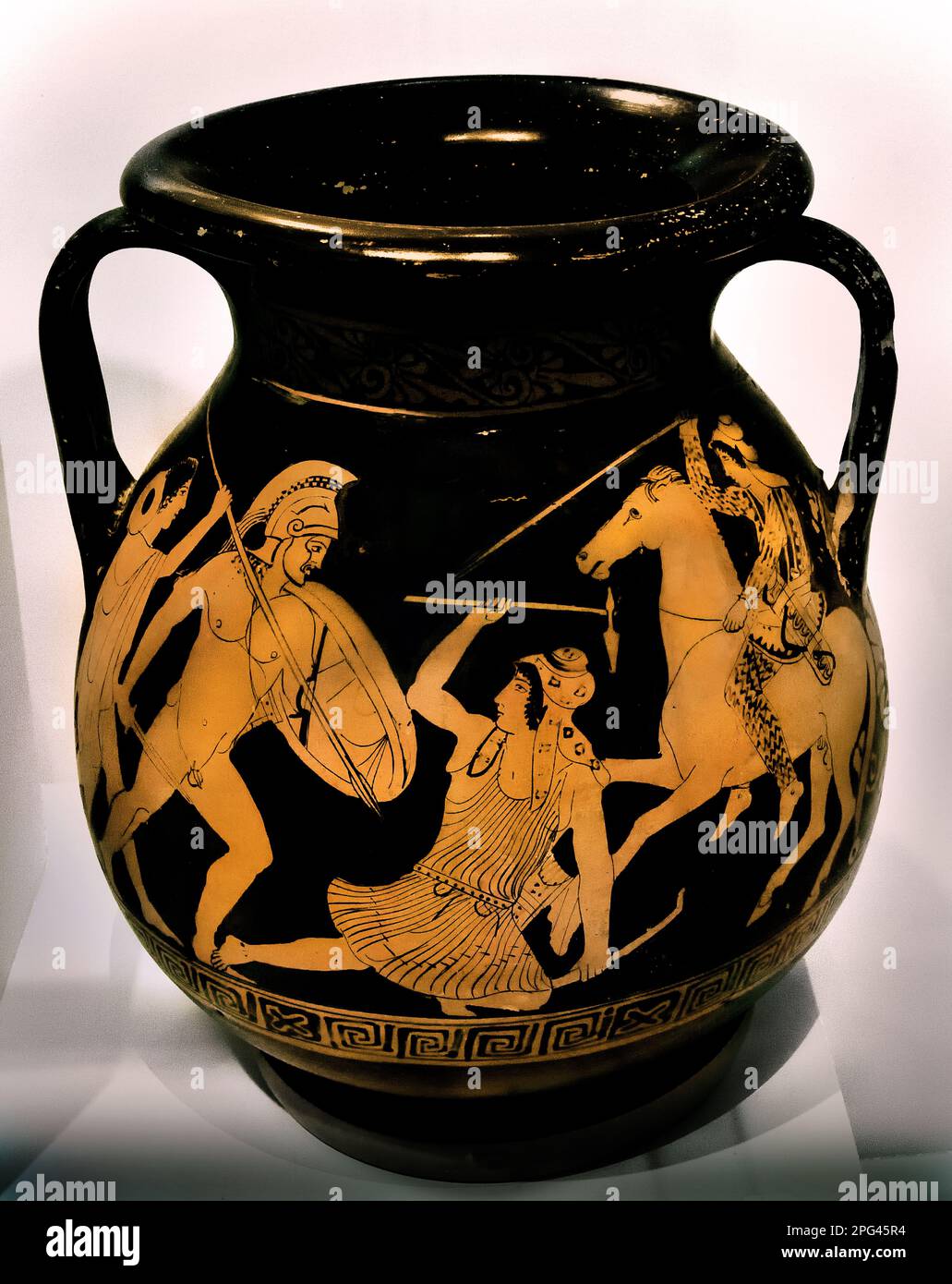Vase with women Amazons and Greek warriors in combat, Ca. 440 BC ...