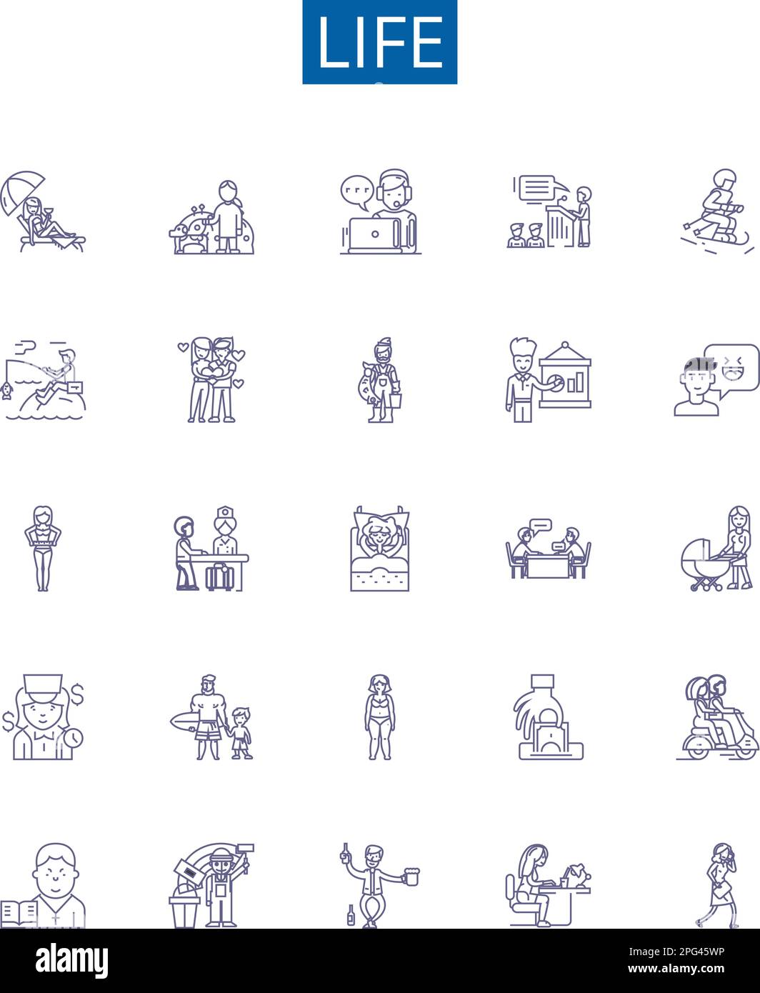 Life line icons signs set. Design collection of Existence, Living ...